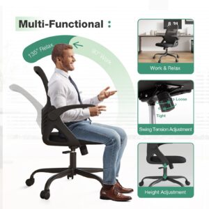 Novilla Home Office Computer Desk Chair, High Back Ergonomic Desk Chair with Adjustable Lumbar Support and Height, Swivel Task Chair with Flip-up Armrests, Black