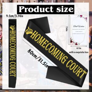 Homecoming Court Sashes with Gold Glitter, 4 Count Bulk Pack Black Homecoming Party Prom Sash for Pageants Homecoming Party School Dance Graduation Party Decorations Accessories (Black + Gold)