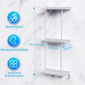 Foirfe 3 Tier Wall Mounted Bathroom Towel Storage Rack with Wood Shelf Space Saving Solution for Small Bathrooms Stylish and Functional Sliver Design