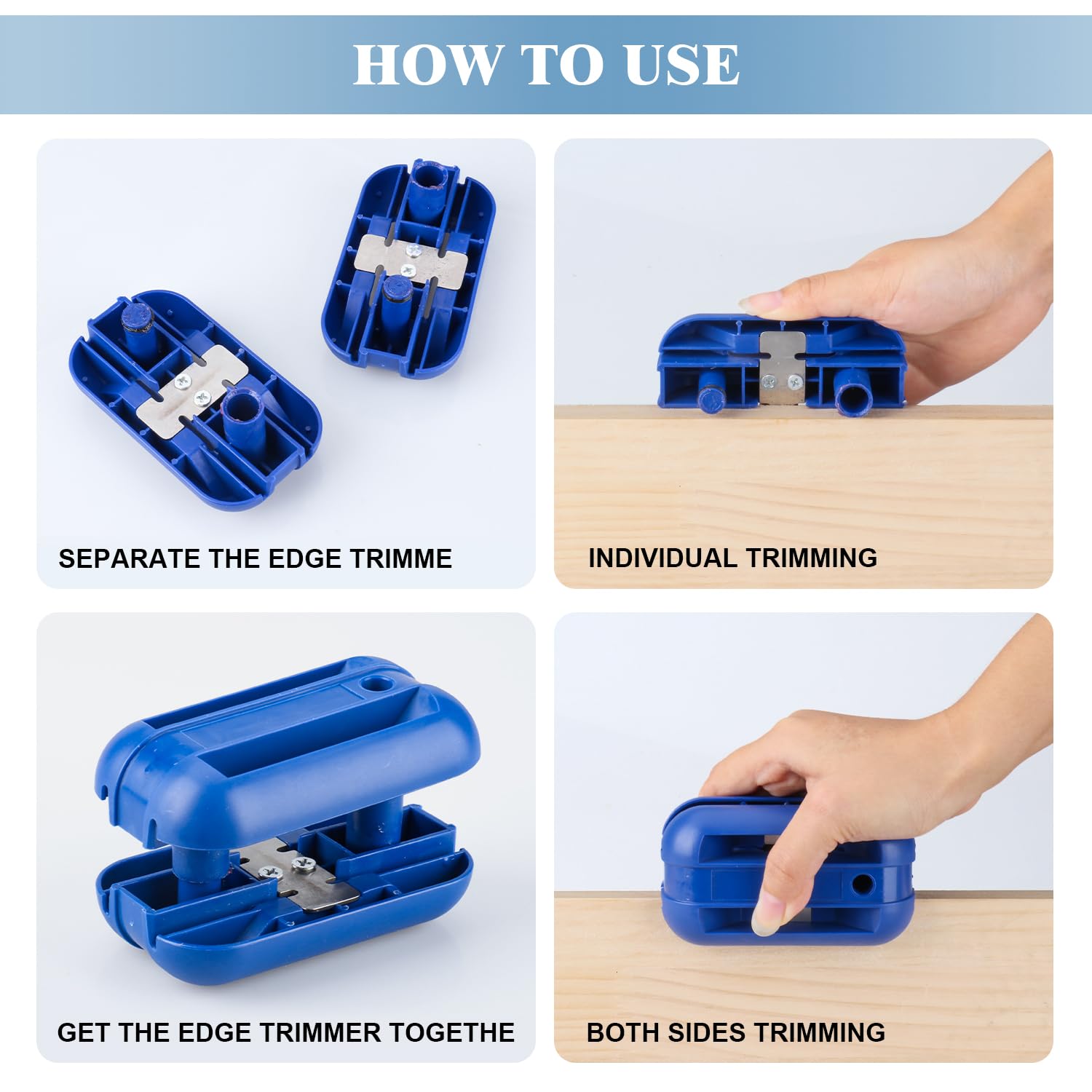 Edge Banding Trimmer Quad Trimmer With Tungsten Carbide Blades, Edge Band Trimmer for Wood Veneer, Professional Edging Tape Trimming Tool（1 Pack）