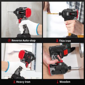 RYOJEGK Compact Cordless Impact Driver Set,1/4”Hex Chuck 250Nm(185 Ft-lbs) Brushless Impact Drill/Driver With 4-Speed,2.0Ah Battery,24PCS Set of Accessories, llave De Impacto Eléctrica for Home & Auto