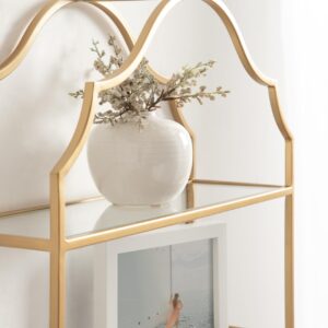 Kate and Laurel Leanna Scalloped Three-Tiered Wall Shelf, 20 x 32, Gold, Decorative Floating Shelf Storage and Wall Organizer for Bathroom Over Toilet Storage or Display