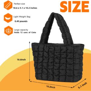 CAMTOP Lunch Box for Women Girls Insulated Cute Lunch Tote Bag Lunchbox Cooler Puffer Bag for Work Travel Picnic(Black)