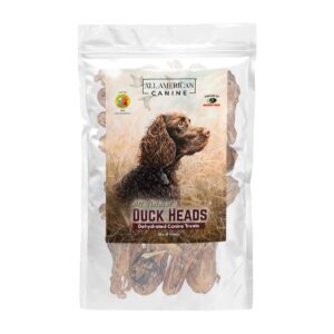 all american canine duck heads natural single ingredient chewy digestible low-fat dehydrated dog treats for training, rewarding, teeth cleaning - 10 treats