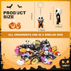 Becfupo 24 Pcs Halloween Keychains Bulk, 3D Shaped Pumpkin Ghost Skull Head Halloween Keychain Accessories For Adults Halloween Party Supplies, Halloween Party Decoration