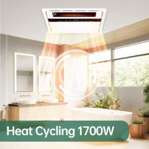 VallisCo Bathroom Exhaust Fan with Light and Heater 4 in 1 Bathroom Fan with Heater for Ventilation, Lighting, Warming, and Drying Powerful & Quiet Bathroom Fan with Light and Heater for Comfort