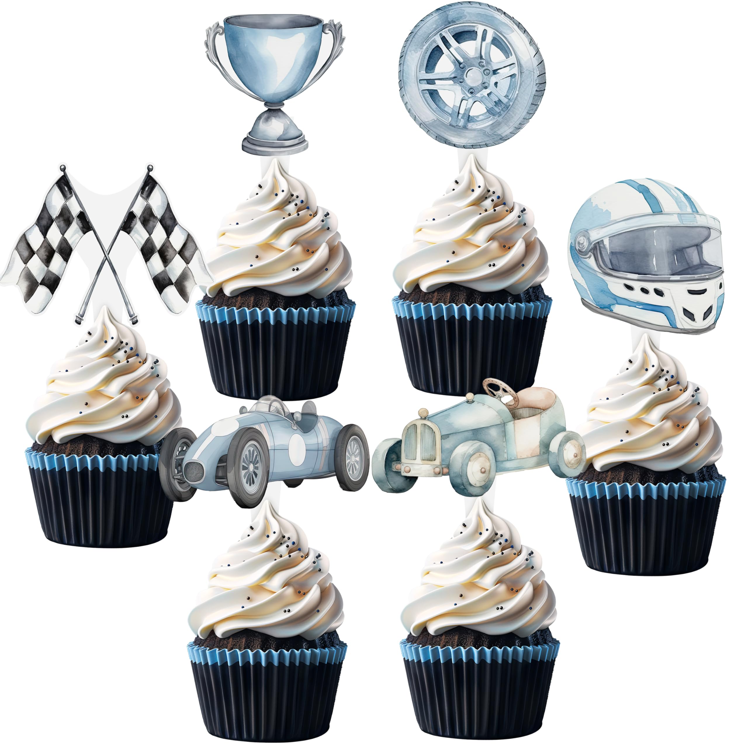 36 Pcs Race Car Cupcake Toppers - Racing Car Party Decorations and Race Car Party Cupcake Toppers - Perfect for Race Car Birthday Cupcake Toppers, Racing Car Baby Shower and Race Car Cake Decor