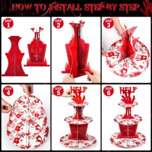 Sliner 2 PCS Halloween Bloody Cupcake Stand Party Decorations Bloody Handprint Cupcake Holder Halloween Bloody Help Cake Holder Bloody Dessert Stand for Halloween Bloody Horror Scary Party Supplies