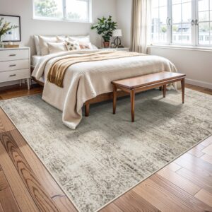 8x10 Area Rugs for Living Room Rug Washable Abstract: Large Rugs for Dining Room Bedroom Carpet Farmhouse Non Slip Low Pile Pet Friendly Area Rug 8 by 10 Indoor - Light Brown