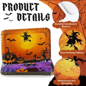 Rtteri 10 PCS Halloween Serving Trays Party Decorations 11 x 7.5 Halloween Food Trays Halloween Tray Halloween Party Trays for Halloween Theme Dessert Cupcake Birthday Party Tableware Supplies