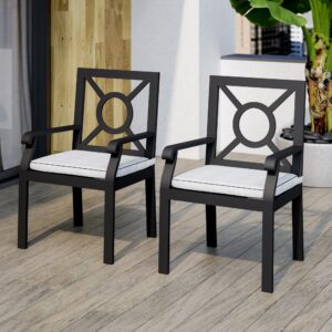 TK Classics kathy ireland Homes and Gardens Madison Ave. Set of 2 Aluminum Outdoor Dining Armchairs with Cushions, Snow