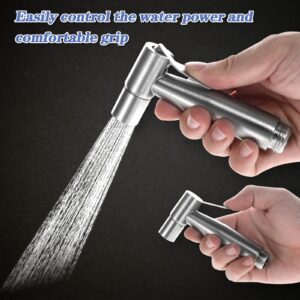 Hand Held Bidet Sprayer for Toilet, Stainless Steel Handheld Jet Spray Adjustable Water Pressure Control Bidet Sprayer Cloth Bathroom Diaper Sprayer for Feminine Hygiene, Kitchen and Toilet Cleaning