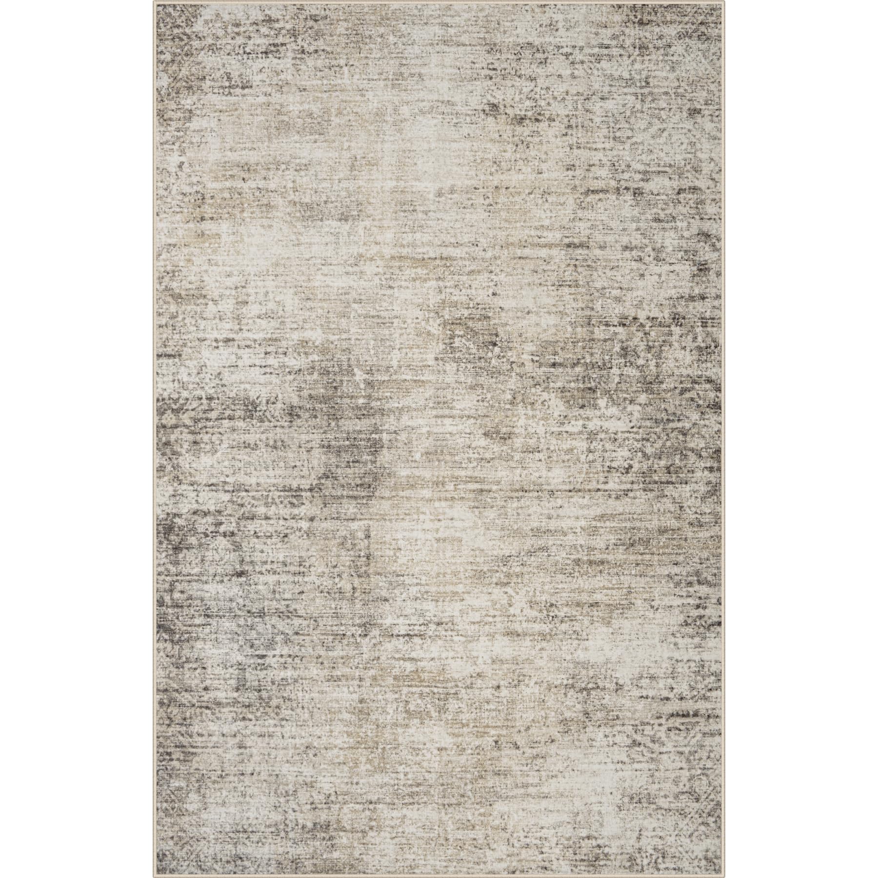 8x10 Area Rugs for Living Room Rug Washable Abstract: Large Rugs for Dining Room Bedroom Carpet Farmhouse Non Slip Low Pile Pet Friendly Area Rug 8 by 10 Indoor - Light Brown