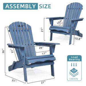 Wooden Folding Adirondack Chair Set of 2, Pre-Assembled BackRest Wood Lounge Chair for Outdoor Patio Garden Lawn Backyard Deck Pool Beach Firepit