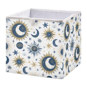 bulletgxll moon and stars cube storage bins 15.75x10.63x6.96 inch collapsible fabric storage baskets , large clothes organizer box for bedroom, living room, study room