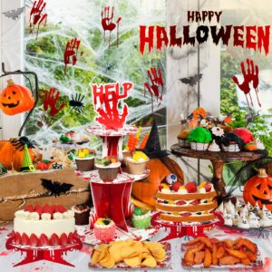 Sliner 5 PCS Halloween Party Decorations Bloody Cupcake Stand Bloody Handprint Cupcake Holder Halloween Bloody Cake Holder Halloween Theme Dessert Stand for Dessert Cupcake Birthday Party Supplies