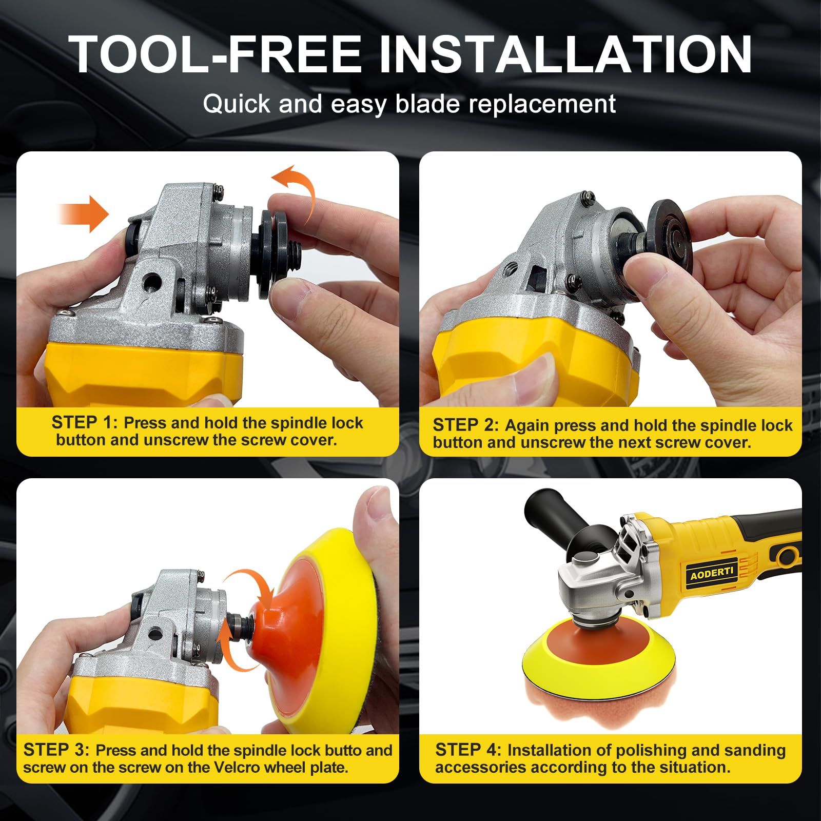 Cordless Buffer Polisher Compatible with DEWALT 20V Max Battery, 5000-10000RPM Variable Speed Brushless Motor Car Buffer, Rotary Polisher for Boat and Wood, Car Polishing and Waxing (Tool Only)