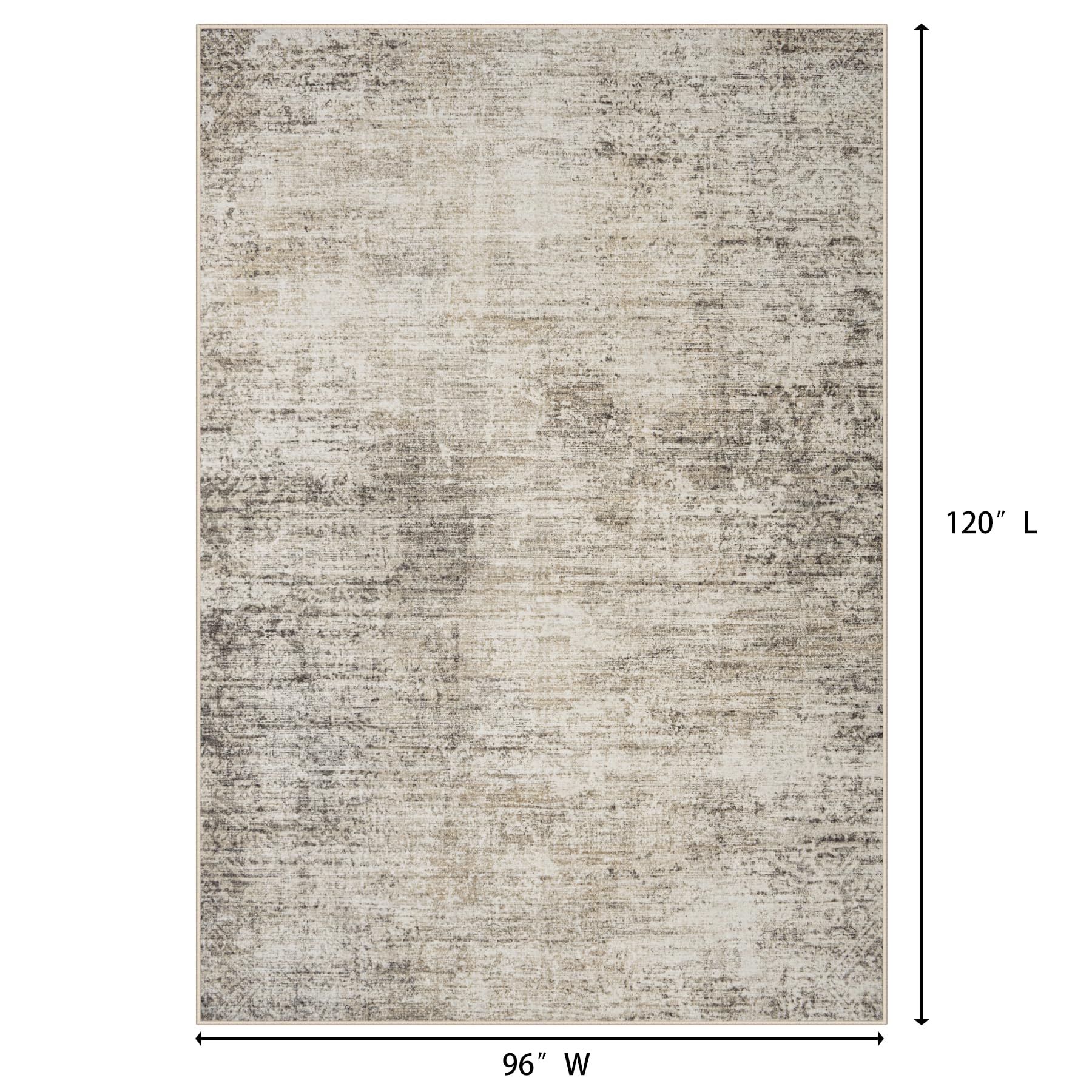 8x10 Area Rugs for Living Room Rug Washable Abstract: Large Rugs for Dining Room Bedroom Carpet Farmhouse Non Slip Low Pile Pet Friendly Area Rug 8 by 10 Indoor - Light Brown