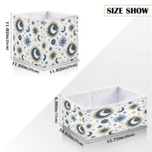 Bulletgxll Moon and Stars Cube Storage Bins 15.75x10.63x6.96 inch Collapsible Fabric Storage Baskets , Large Clothes Organizer Box for Bedroom, Living Room, Study Room