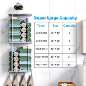 Foirfe 3 Tier Wall Mounted Bathroom Towel Storage Rack with Wood Shelf Space Saving Solution for Small Bathrooms Stylish and Functional Sliver Design