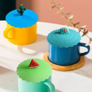 8pcs Silicone Cup Lids Mug Cover, Colorful Anti-Dust Mug Cover Cute Reusable Lids for Cups Mugs Beer Glasses Universal