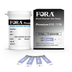 fora premium v10/v30/g30 blood glucose test strips (50count/vial)