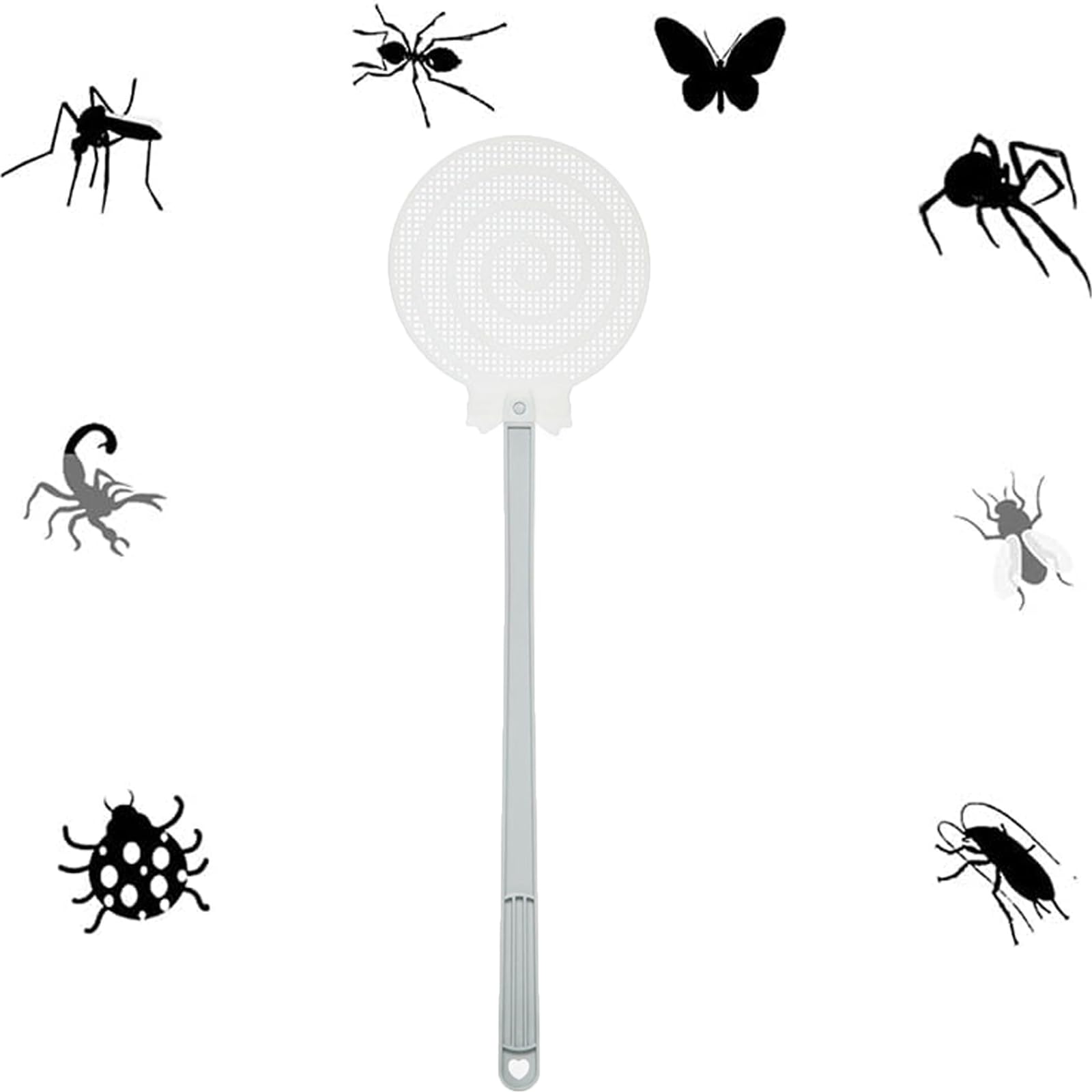 Generic 𝑓𝑙𝑦 Swatter,Swatter for Indoors,Summer Mesh Long-Handled Manual Swatter for Adult Thickened Candy-Shaped Plastic Swatter (C)