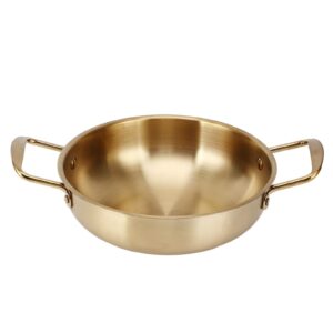 ramen pot, stainless steel gold noodles pot with double handle for pasta soup, korean cooking pot for home kitchen (inner diameter 18cm)