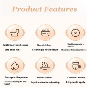 Funny Rice Cooker 6 Cup Non-Stick Multi Cooker Toilet-Shaped Electric Cooking Pot For Stir Fry, Steak, Noodles, Soup Portable Hot Pot For Dorm, Office, Travel