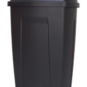 DqOasd Trash Can 13 Gallon with Swing Lid, Plastic Tall Garbage Can Indoor, Recycle Bin and Waste Basket for Home, Office, Garage, Patio, Restaraunt (Black), 1 Count