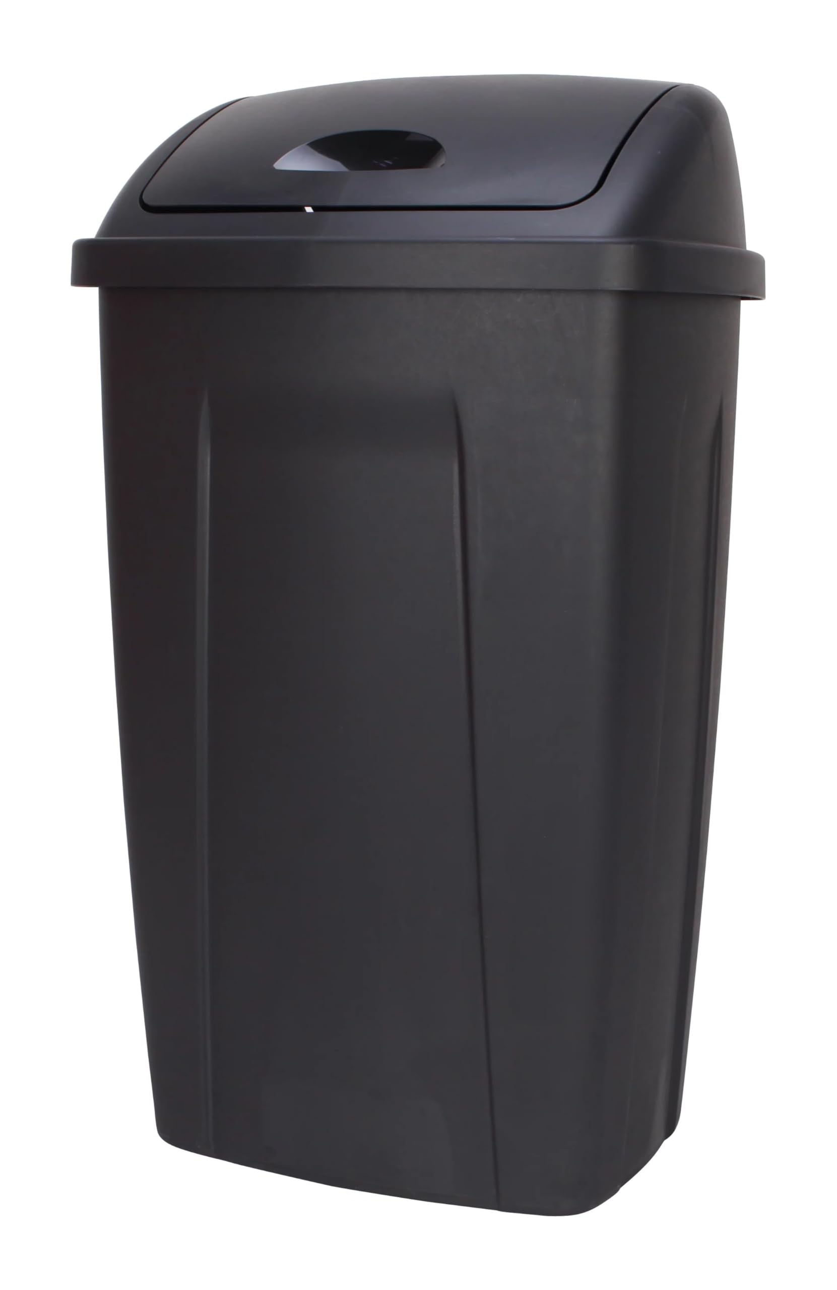 DqOasd Trash Can 13 Gallon with Swing Lid, Plastic Tall Garbage Can Indoor, Recycle Bin and Waste Basket for Home, Office, Garage, Patio, Restaraunt (Black), 1 Count