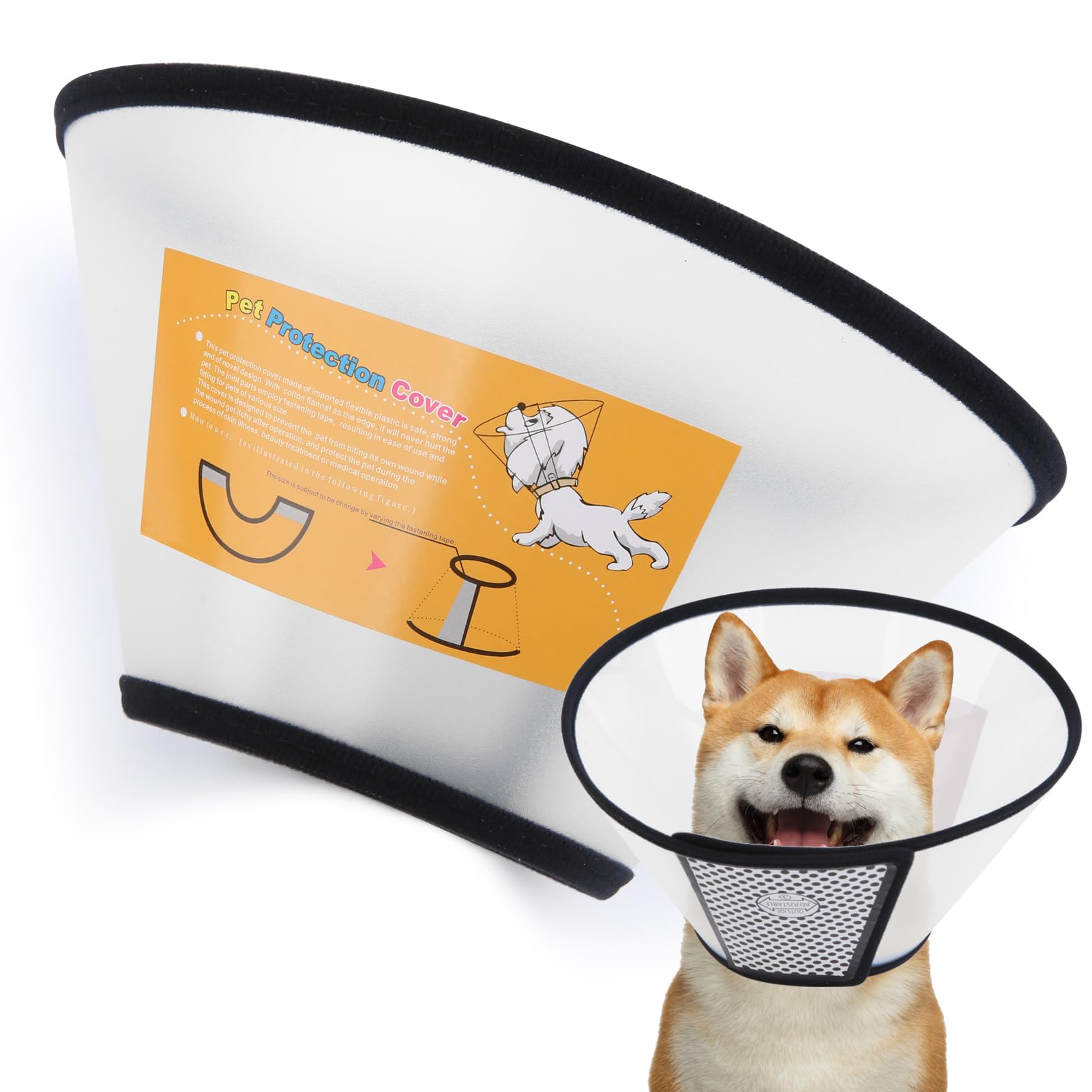 Inspack Cone for Dogs to Stop Licking，Dog Cone Collar Alternative, E-Collar for Large/Medium/Small Dogs After Surgery, Pet Recovery Collars & Cones, Elizabethan Comfy Cat Head Neck Ecollars of Shame