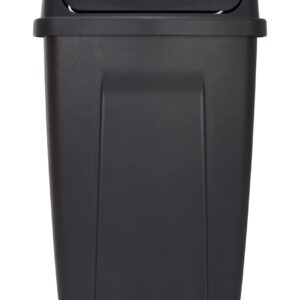 DqOasd Trash Can 13 Gallon with Swing Lid, Plastic Tall Garbage Can Indoor, Recycle Bin and Waste Basket for Home, Office, Garage, Patio, Restaraunt (Black), 1 Count