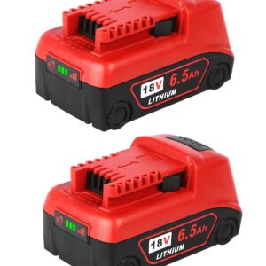 18v Battery 2Pack Replacement for Milwaukee M18 Battery 6.5Ah,High-Capacity Batteries Compaitble with Milwaukee Tools and Charger,2024 Version with N18D Battery Charger