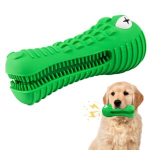 prokei dog chew toys, durable squeaky dog toys for aggressive chewers, alligator head rubber teething toy, interactive dog toys for medium large breed size, milk flavor