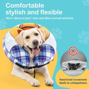 Avont Inflatable Dog Cone Collar After Surgery, Soft Dog Donut Collar to Stop Licking, E Collar Cone Alternative for Small Medium Large Dogs -Cowboy(L)