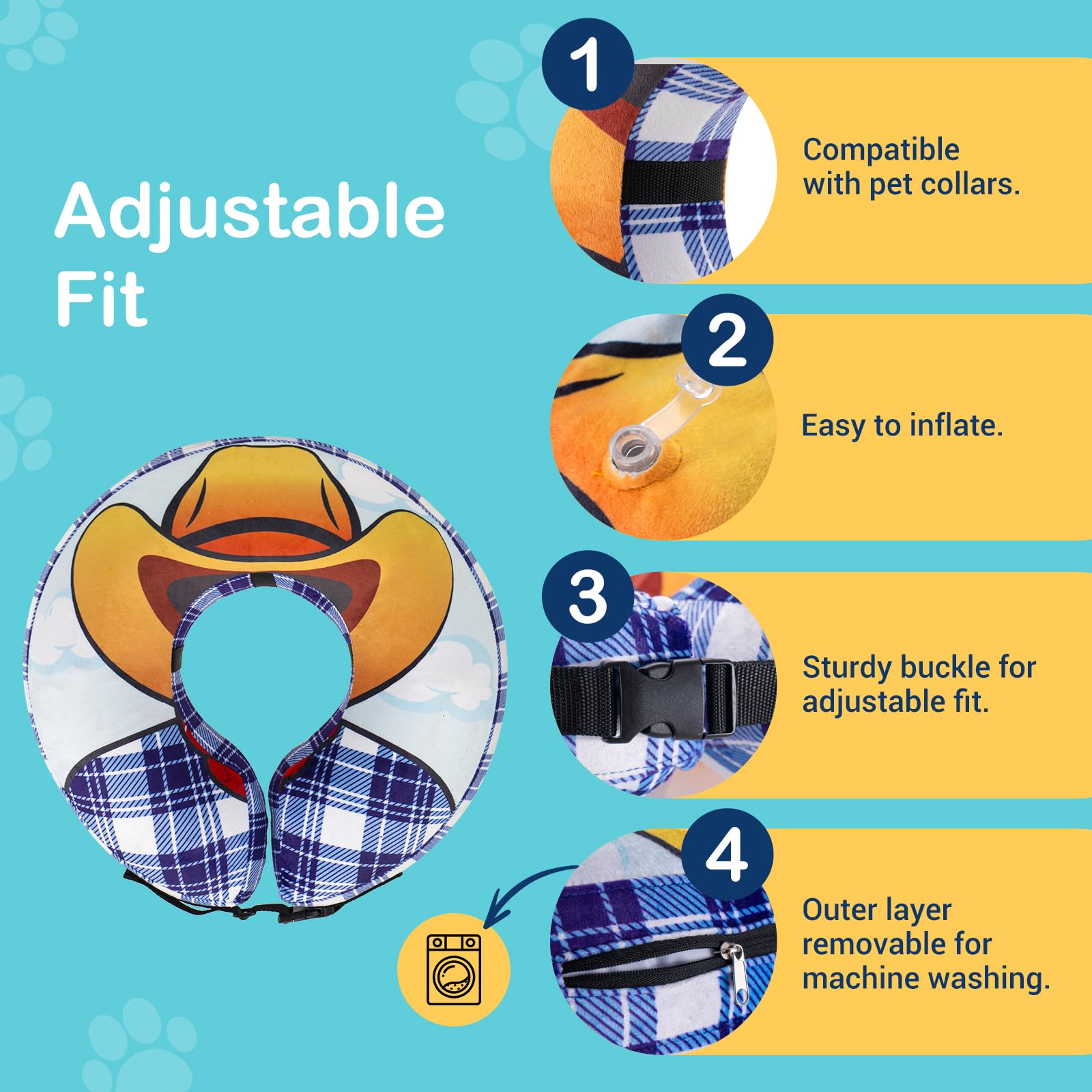 Avont Inflatable Dog Cone Collar After Surgery, Soft Dog Donut Collar to Stop Licking, E Collar Cone Alternative for Small Medium Large Dogs -Cowboy(L)