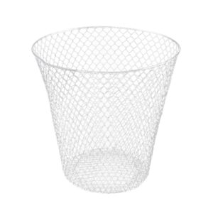 wire mesh round waste basket, fashion design 9 inches lightweight trash can, open top wastebasket, recycling bins, desk office school garbage cans home essential and custom storage carrier (white)