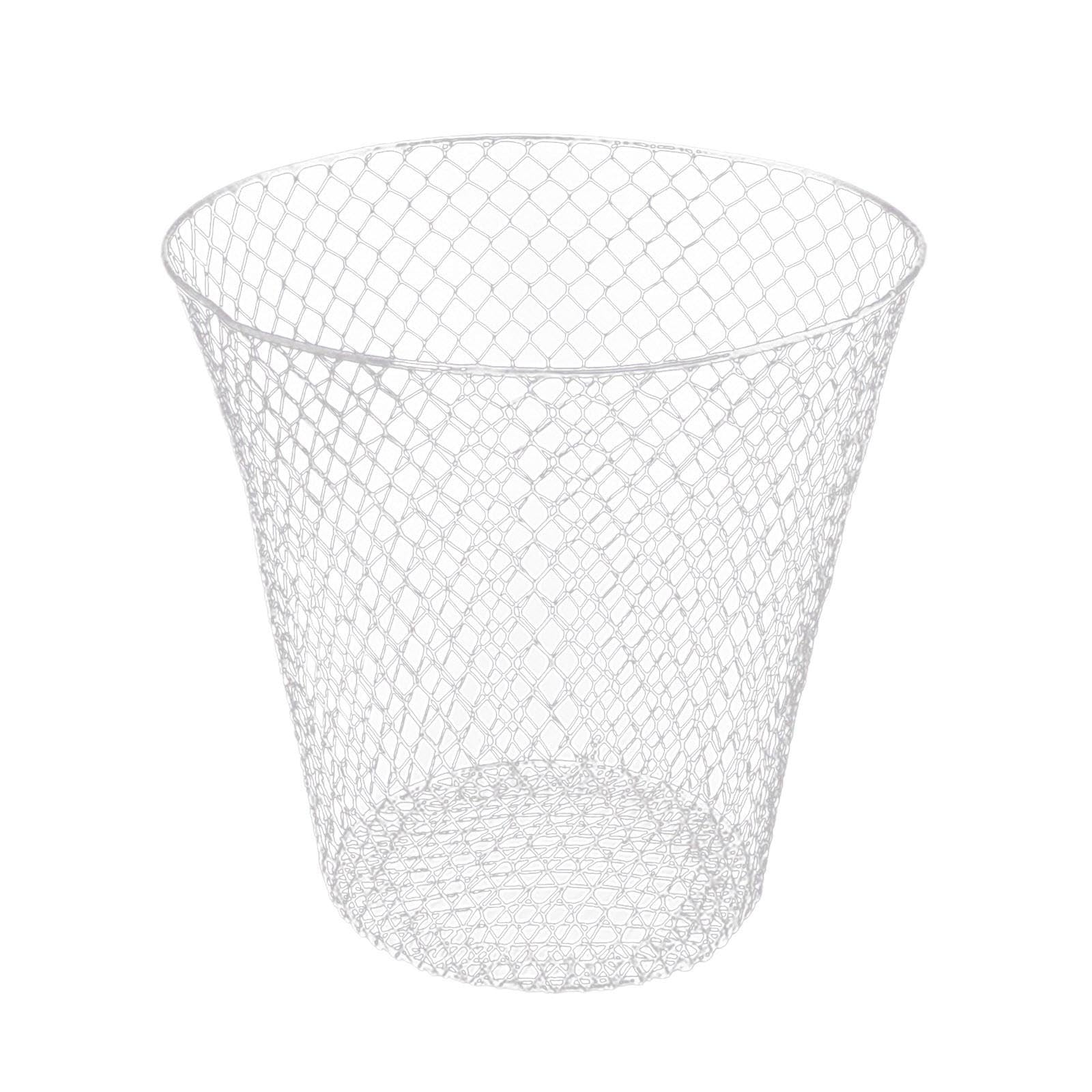 Wire Mesh Round Waste Basket, Fashion Design 9 inches Lightweight Trash Can, Open Top Wastebasket, Recycling Bins, Desk Office School Garbage Cans Home Essential and Custom Storage Carrier (White)