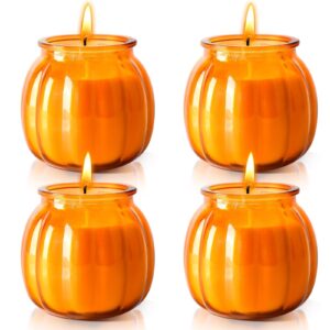 4pack thanksgiving candle pumpkin candle gift burn fall candles long time natural wax candles soy candle pumpkin scented for thanksgiving christmas wedding baby shower party favors home decor