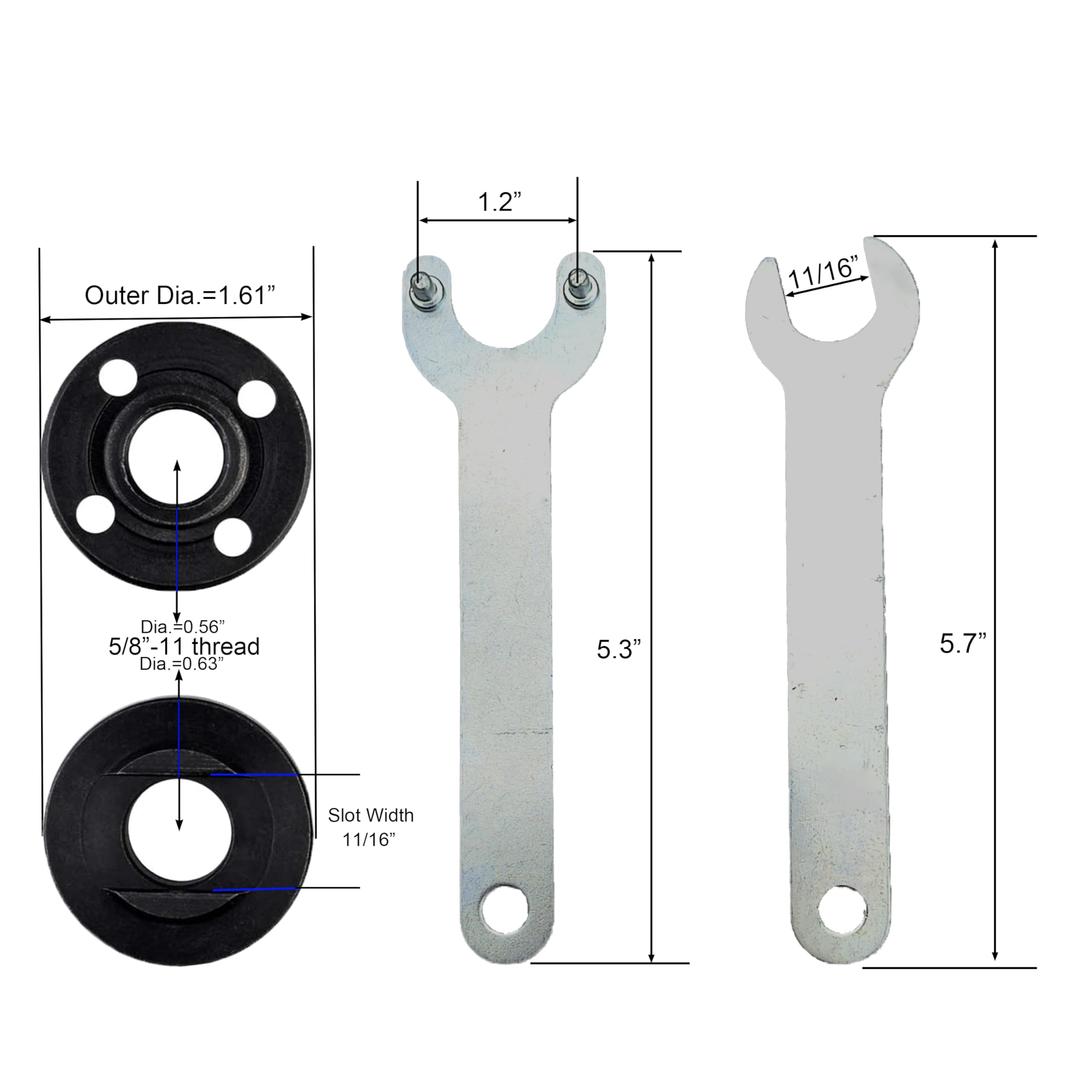 5/8"-11 Thread Electric Drill Angle Grinder Connecting Rod Core Drill Bit Adapter Polisher Pad Backing Plates to 3/8" Triangle Shank for Cutting Disc Polish Disc (2 Sets)