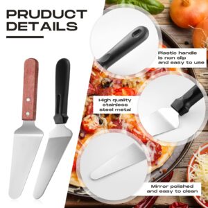 Zhehao 20 Pack Pizza Pie Server Stainless Steel Pizza Spatula Non Slip Triangular Spade Spatula Easy to Grip Pie Spatula Cutter Cake Serving Utensils (Black and Brown,Plastic and Wooden Handle)