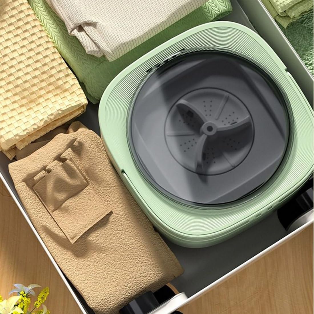 Portable Mini Washing Machine Travel Small Washer Capacity 15L/3.96GAL Wash And Drain Cycle Combo Foldable Clothes Washer(15L/3.96GAL)