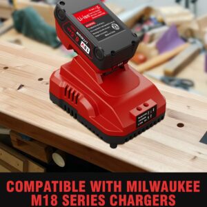 18v Battery 2Pack Replacement for Milwaukee M18 Battery 6.5Ah,High-Capacity Batteries Compaitble with Milwaukee Tools and Charger,2024 Version with N18D Battery Charger