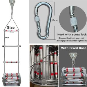 Emergency Escape Safety Ladder,Wire Rope Ladder for High-Altitude Operations, Aluminum Alloy Fire Escape Outdoor Safety Rope Load Bearing Capacity(8M/26FT)