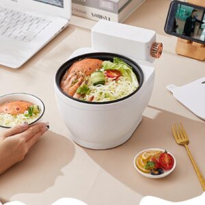 Funny Rice Cooker 6 Cup Non-Stick Multi Cooker Toilet-Shaped Electric Cooking Pot For Stir Fry, Steak, Noodles, Soup Portable Hot Pot For Dorm, Office, Travel