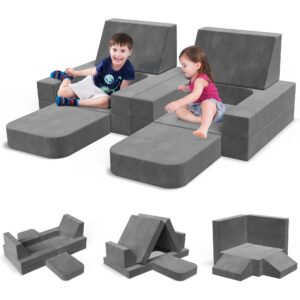 modular kids play couch convertible - toddler & child sofa diy creativing play couch for playroom bedroom nursery freely removable versatile fold kids sofa for playing