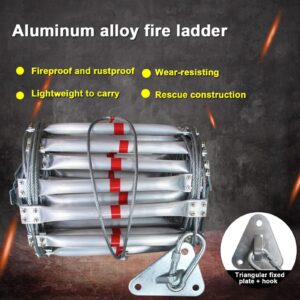 Emergency Escape Safety Ladder,Wire Rope Ladder for High-Altitude Operations, Aluminum Alloy Fire Escape Outdoor Safety Rope Load Bearing Capacity(8M/26FT)