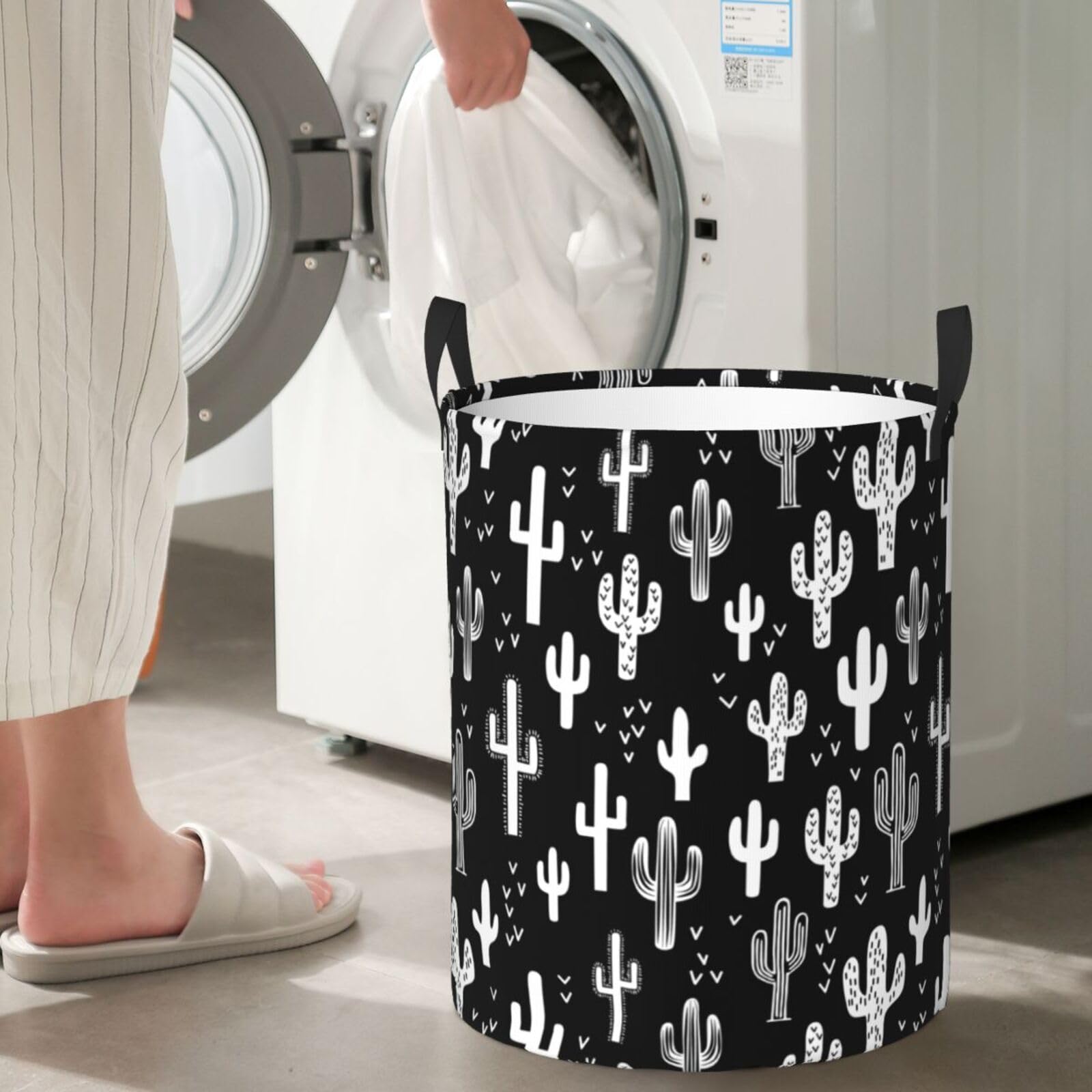 oacyit Laundry Basket Fun Cactus Laundry Hamper Waterproof Idea Hampers for Laundry,Large Collapsible Laundry Baskets with Handle Suitable for Bedroom Bathroom Utility Room Kitchen