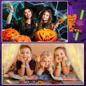 MiniInflat 24 Sets Halloween Triple Glow Bracelets with Cards Include 24 Pcs A Little Bit of Light For Your Halloween Night Glow Stick Gift Tag 24 Glow in the Dark Glow Sticks for Party School